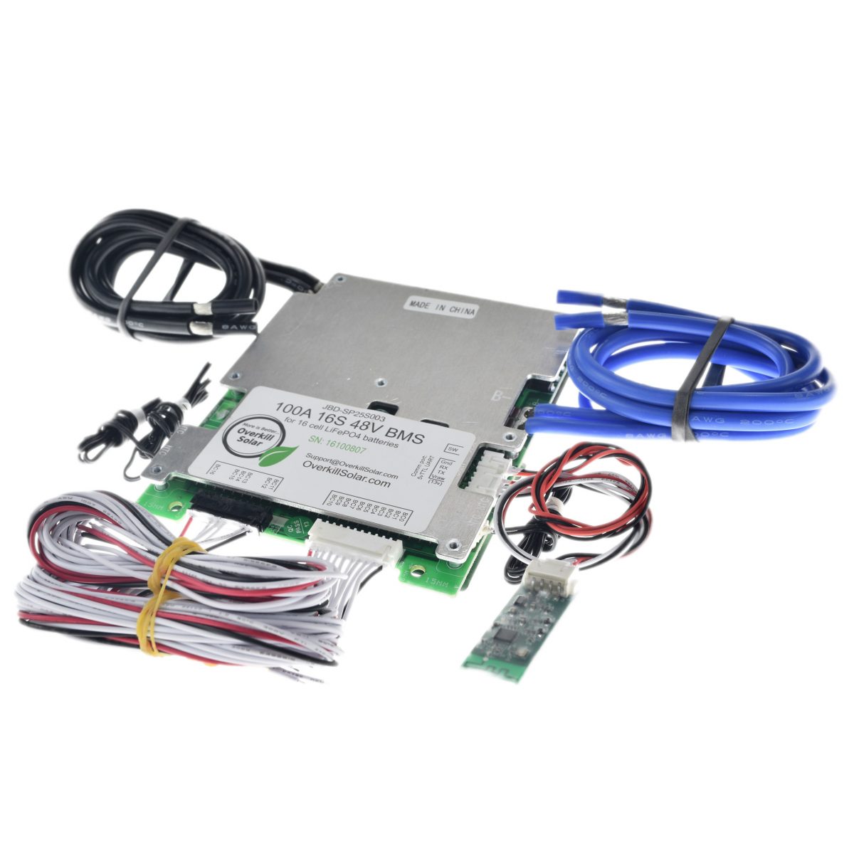 16s BMS 100a for LifePo4 with 24″ 8ga Wires – Overkill Solar