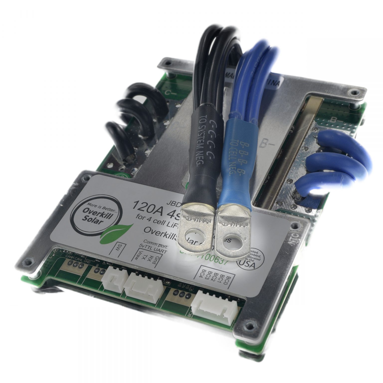 4s BMS 120a LifePo4 with 12″ 8ga Wires – Overkill Solar