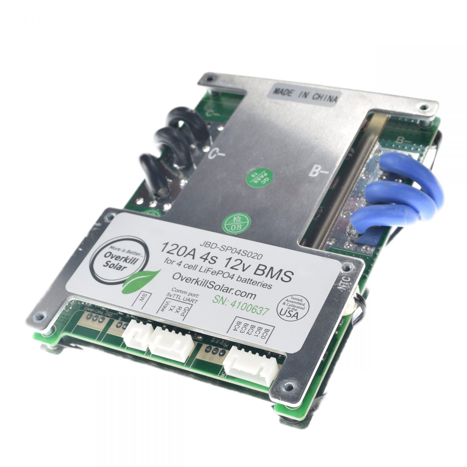 4s BMS 120a LifePo4 with 12″ 8ga Wires – Overkill Solar