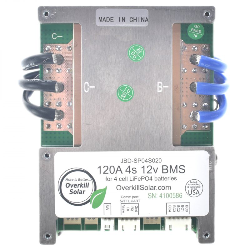 4s BMS 120a LifePo4 with 24″ 8ga Wires – Overkill Solar