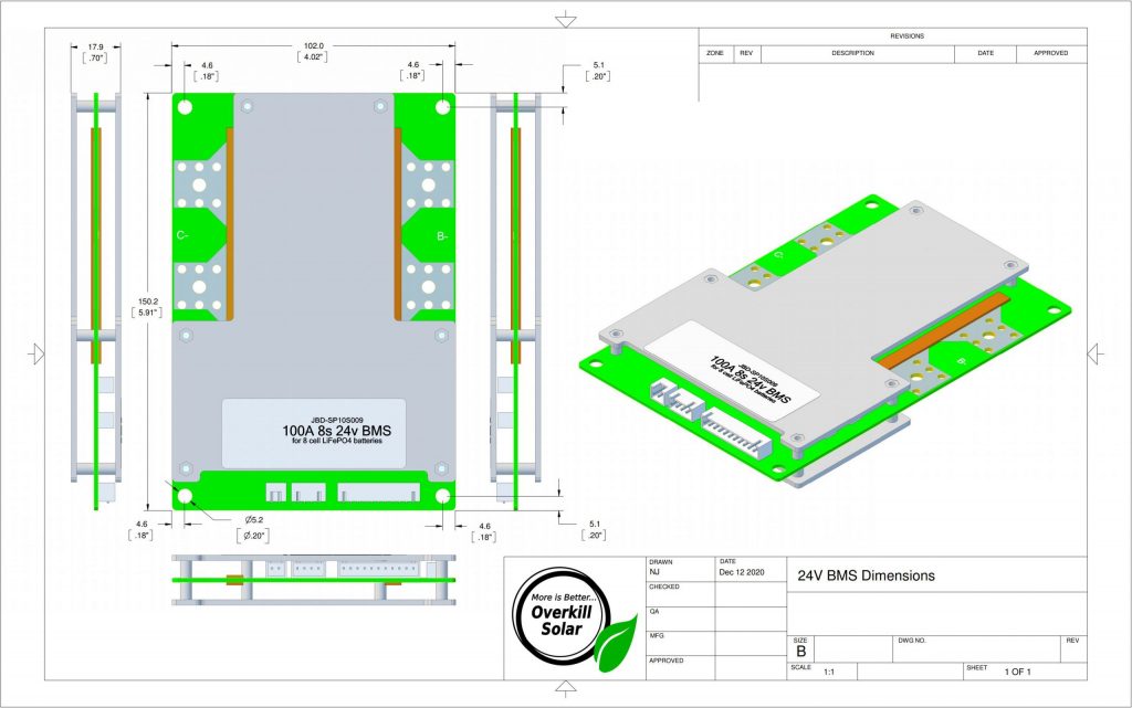 8s BMS 100a LifePo4 with M6 Threaded Terminals – Overkill Solar