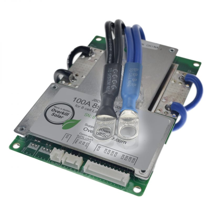 8s BMS 100a LifePo4 with 12″ 8ga Wires – Overkill Solar