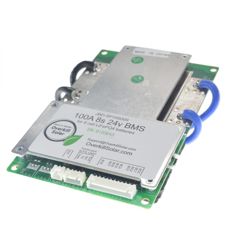 8s BMS 100a LifePo4 with 12″ 8ga Wires – Overkill Solar