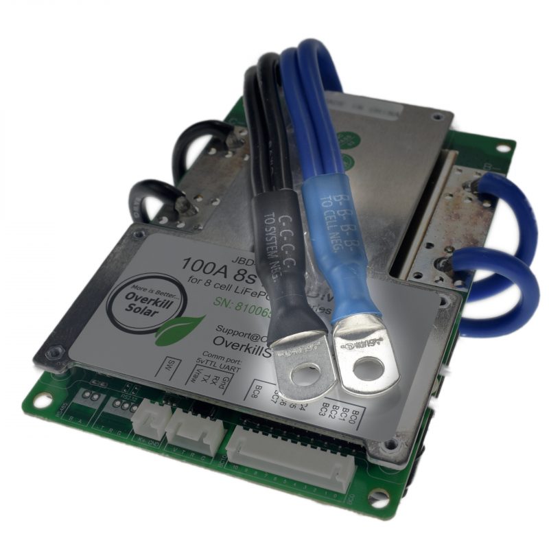 8s BMS 100a LifePo4 with 24″ 8ga Wires – Overkill Solar
