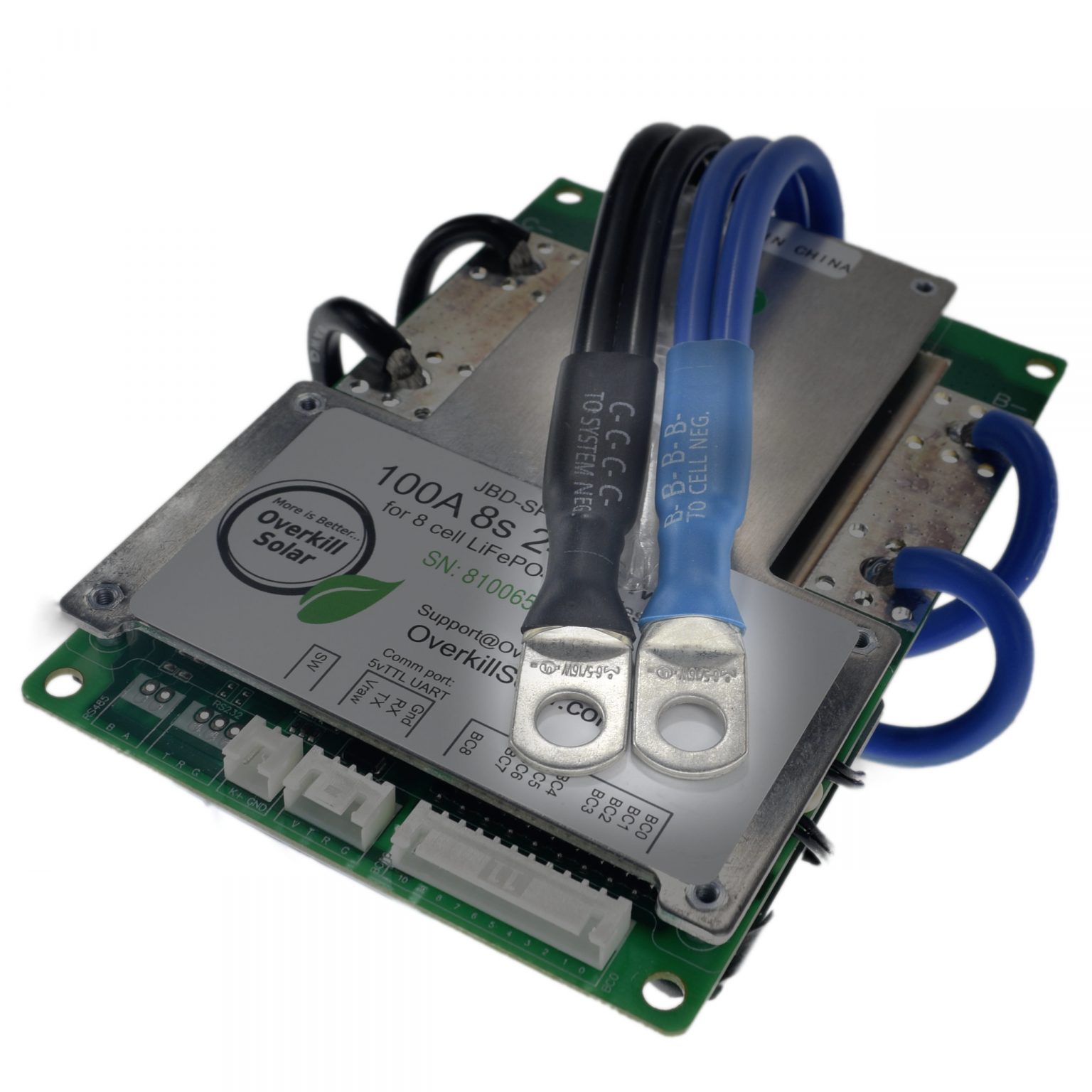 8s BMS 100a LifePo4 with 24″ 8ga Wires – Overkill Solar