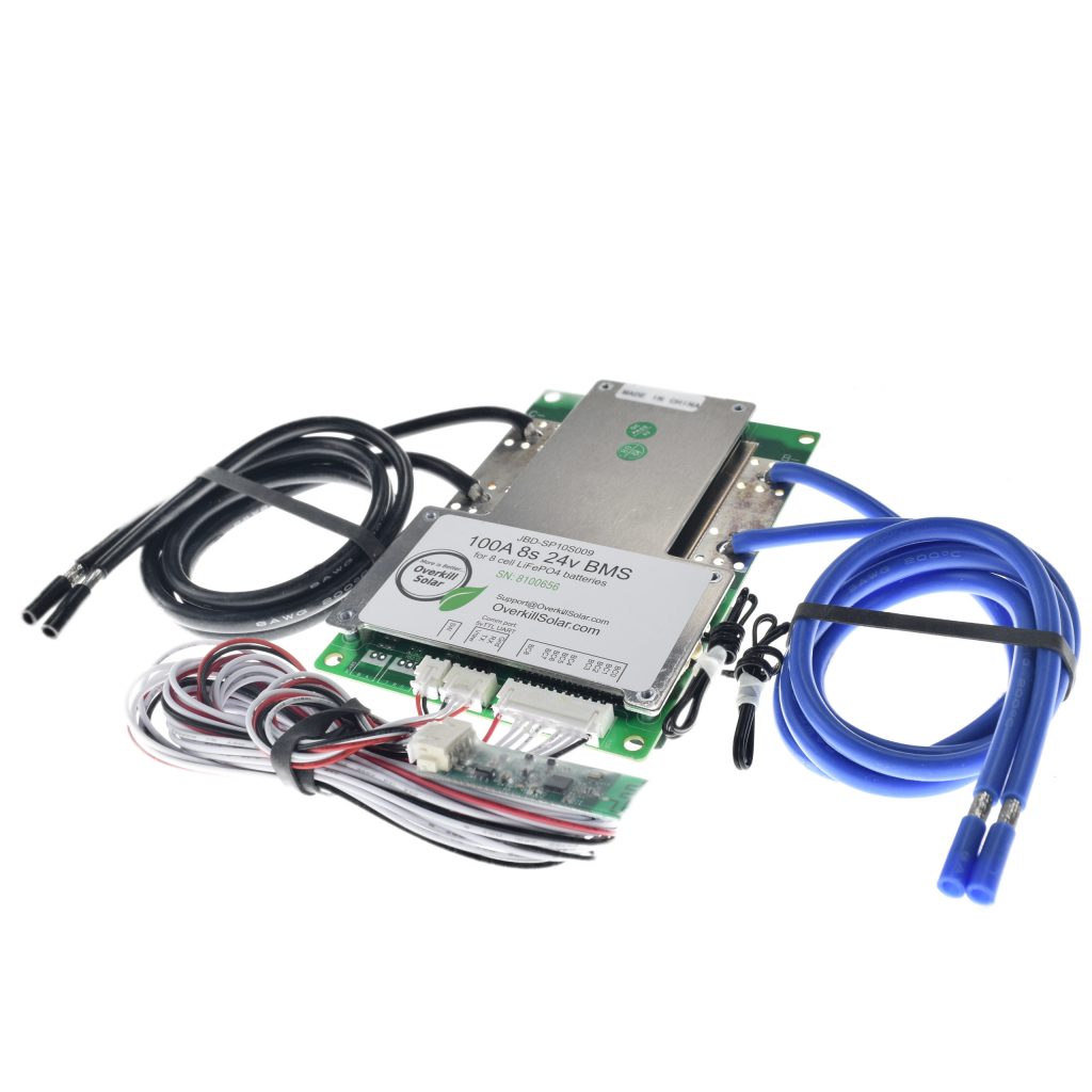 8s BMS 100a LifePo4 with 24″ 8ga Wires – Overkill Solar