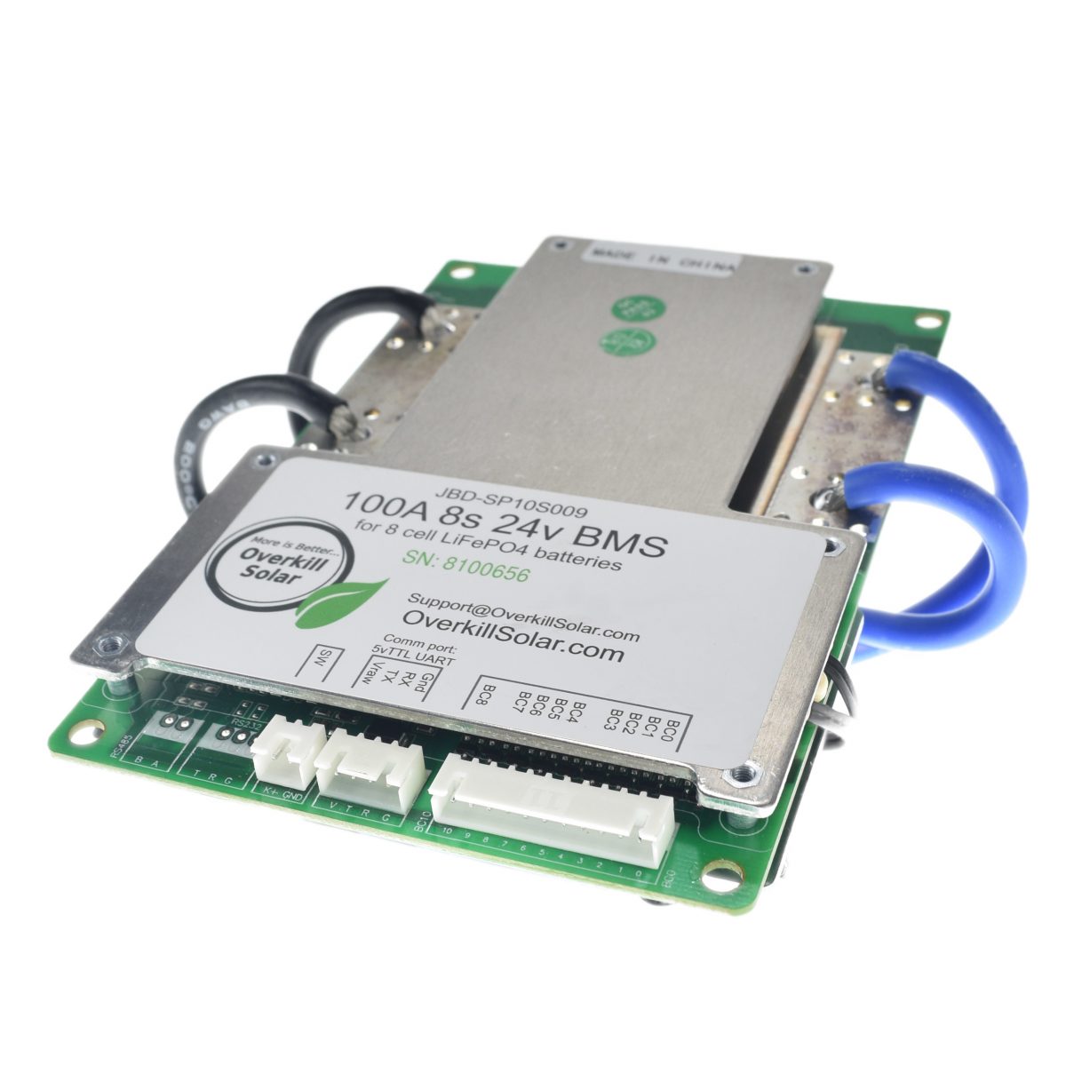 8s BMS 100a LifePo4 with 24″ 8ga Wires – Overkill Solar