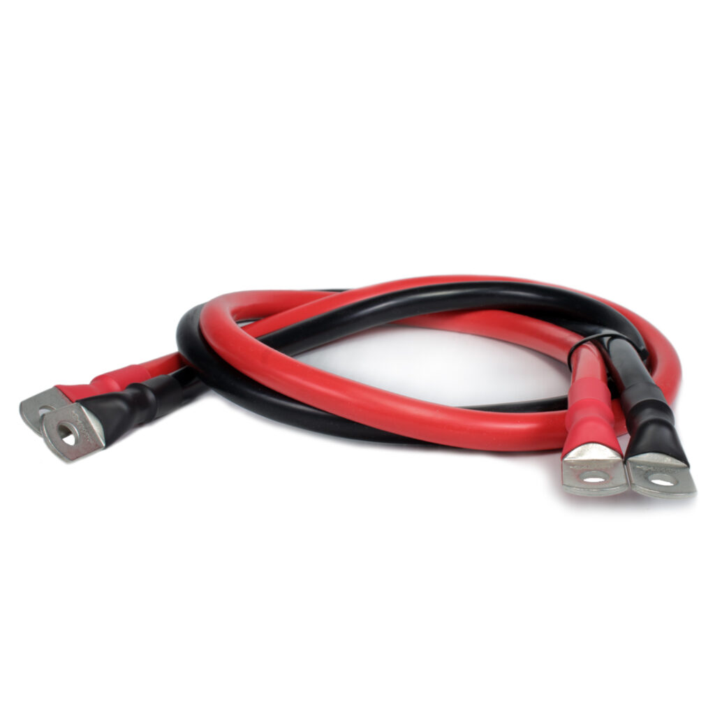 500 Amp Inverter Cable Set – 3/0ga x 4ft with 3/8″ lugs – Overkill Solar