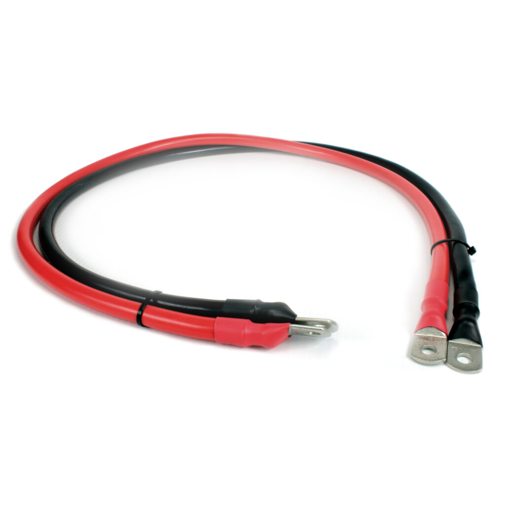 500 Amp Inverter Cable Set – 3/0ga x 4ft with 3/8″ lugs – Overkill Solar