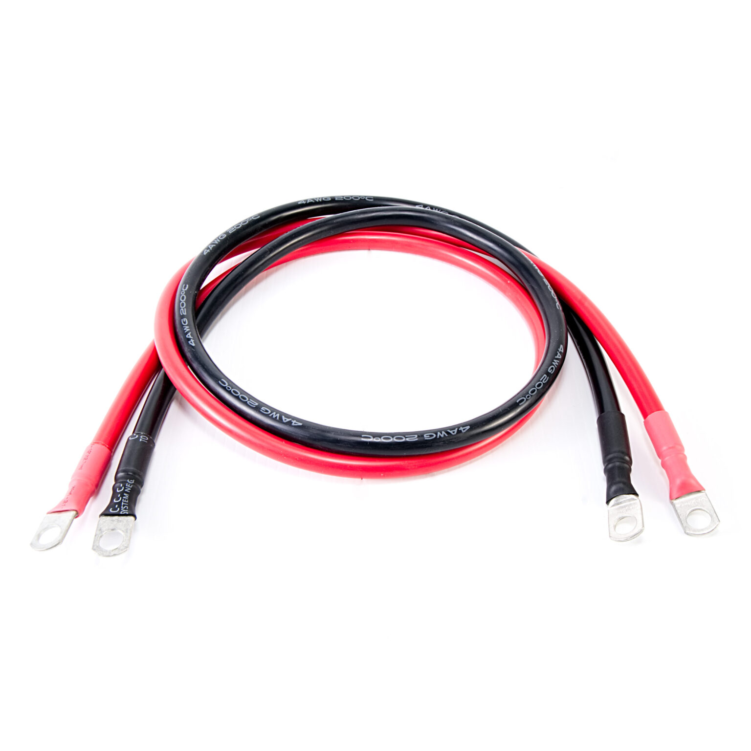 120 Amp Inverter Cable Set – 4ga x 4ft with 3/8″ lugs – Overkill Solar