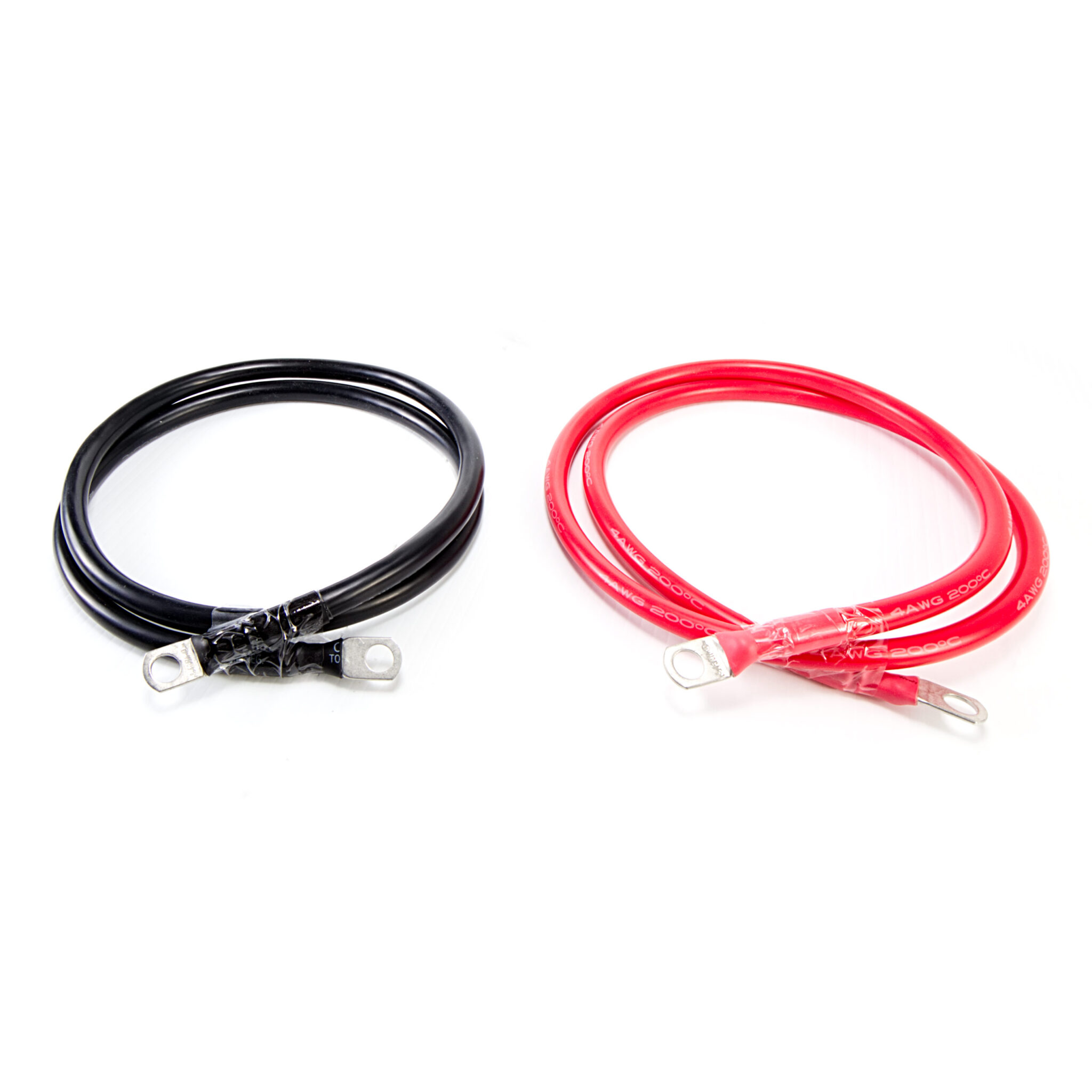 120 Amp Inverter Cable Set – 4ga x 4ft with 3/8″ lugs – Overkill Solar